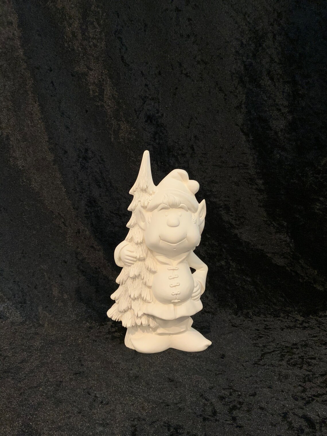 Ceramic Bisque Elves on a Tree Stump, Clay Magic Triple Wood Post With ...