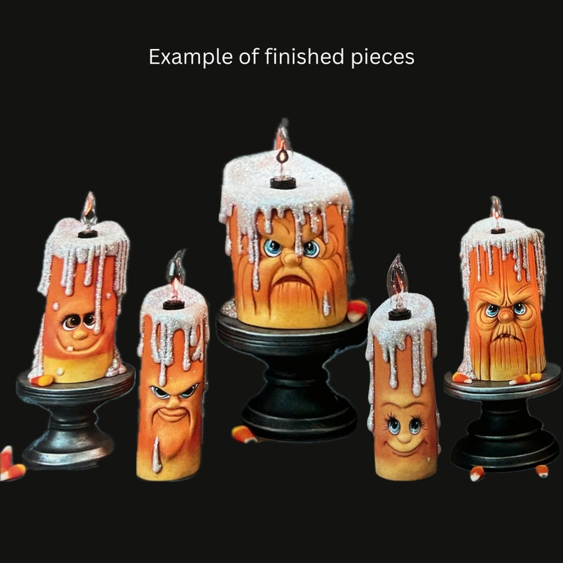 Ceramic Candles With Spooky Faces, Two Candle Dripper Pair, Clay Magic ...