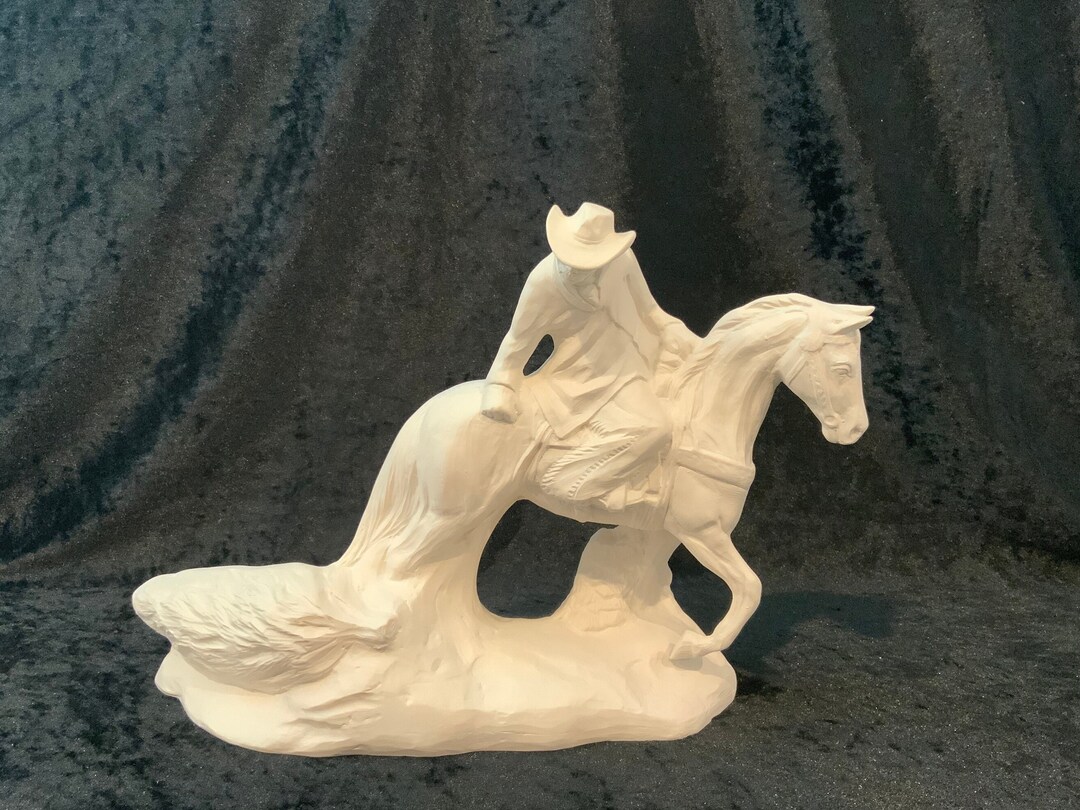 Ceramic Cowboy, Western Ceramics, Ceramic Bisque, Cowboy on Horse ...