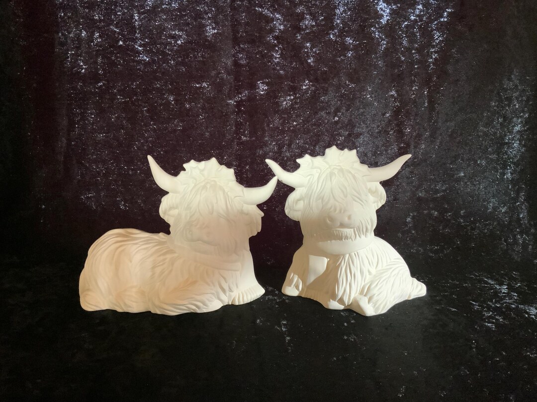 Highland Cows Ceramic Bisque, Set of 2 Highland Cows, Ready to Paint ...