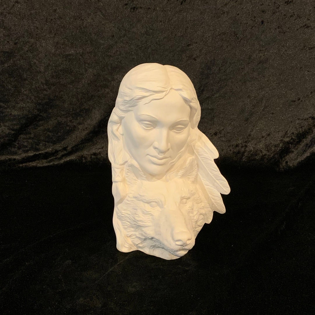Ceramic Indian With Wolfe, Provincial Mold 932 Wilderness Friends - Etsy