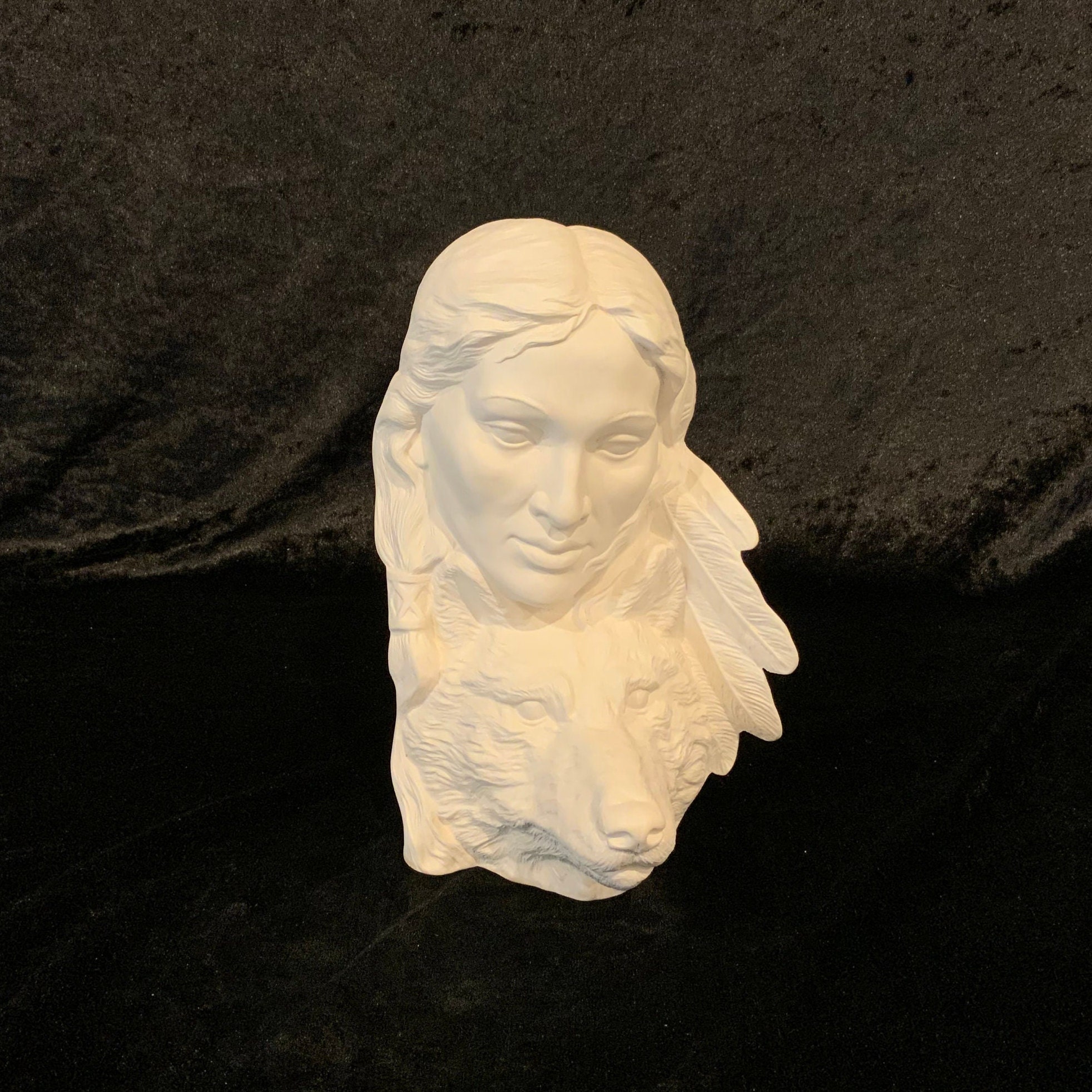 Ceramic Indian With Wolfe, Provincial Mold 932 Wilderness Friends - Etsy