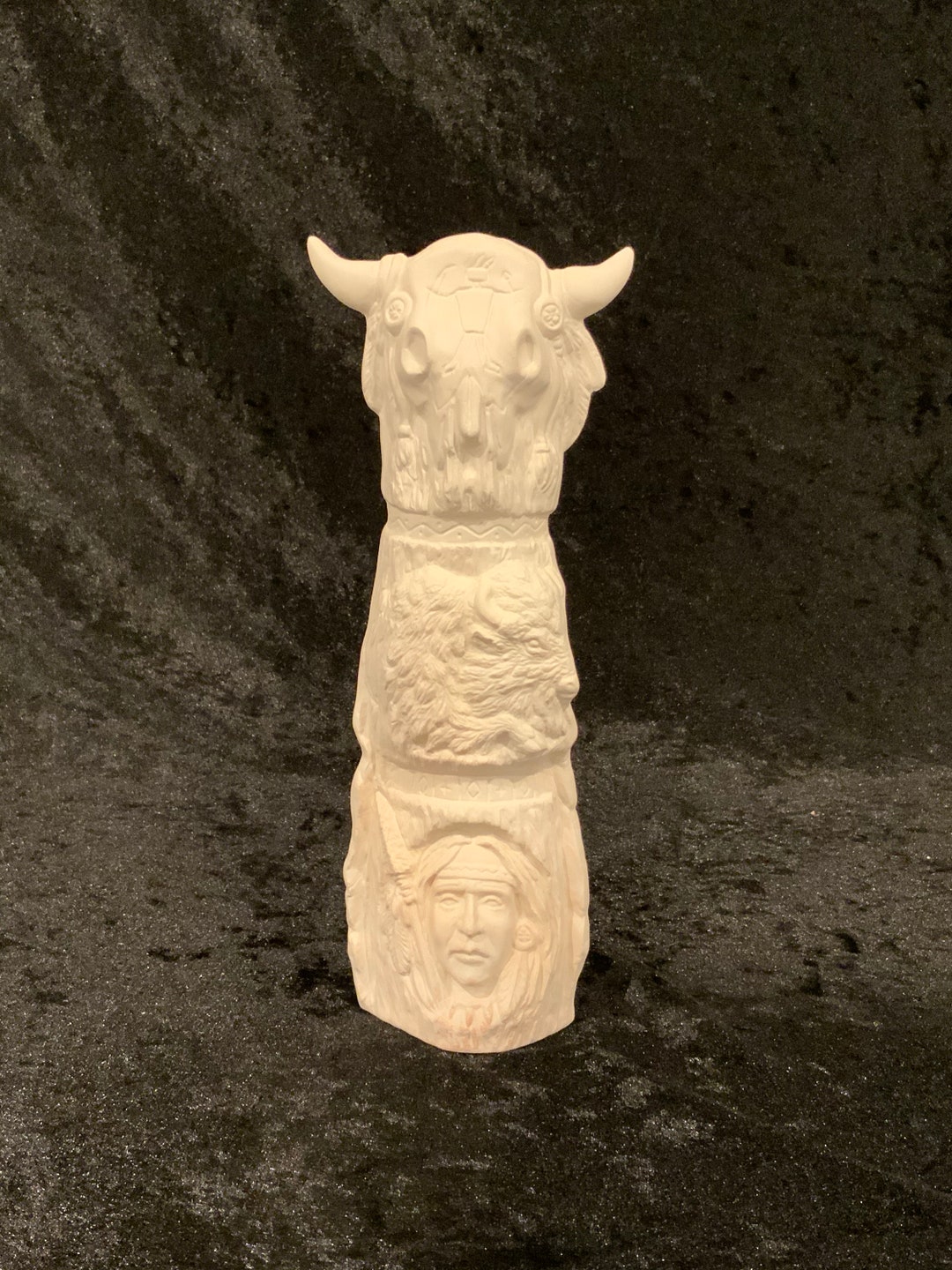 Paintable Ceramic 10 Inch Skull Totem Pole, Unpainted Ceramic Totem ...