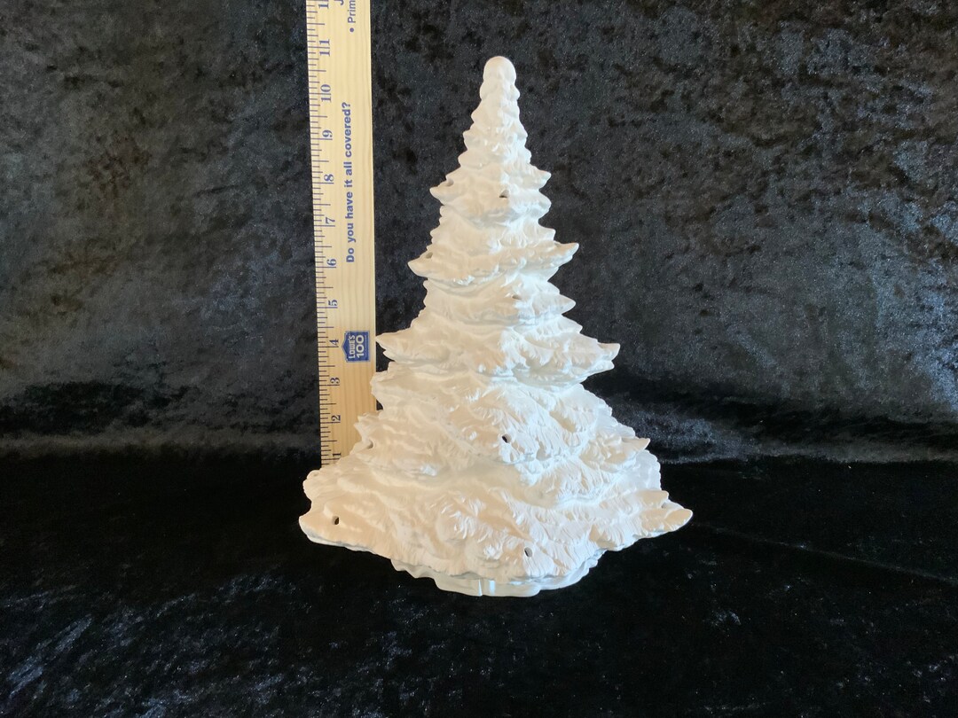 Small Christmas Tree With Skirt Base, Ceramic Bisque Christmas Tree - Etsy