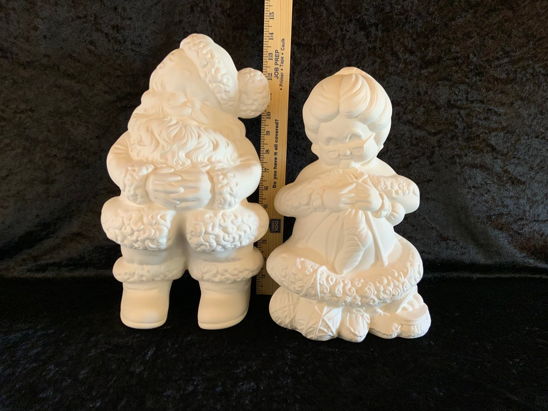 Mr and Mrs Claus Ceramic Bisque Set, Ready to Paint Santa Claus and Mrs ...