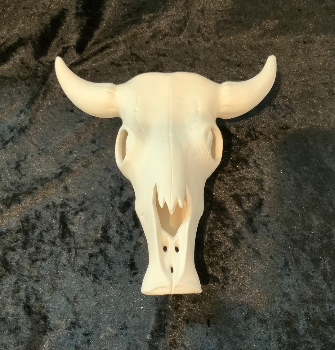 Southwest Bull Skull Ceramic Bisque, Buffalo, Boho Ceramics, Southwest ...