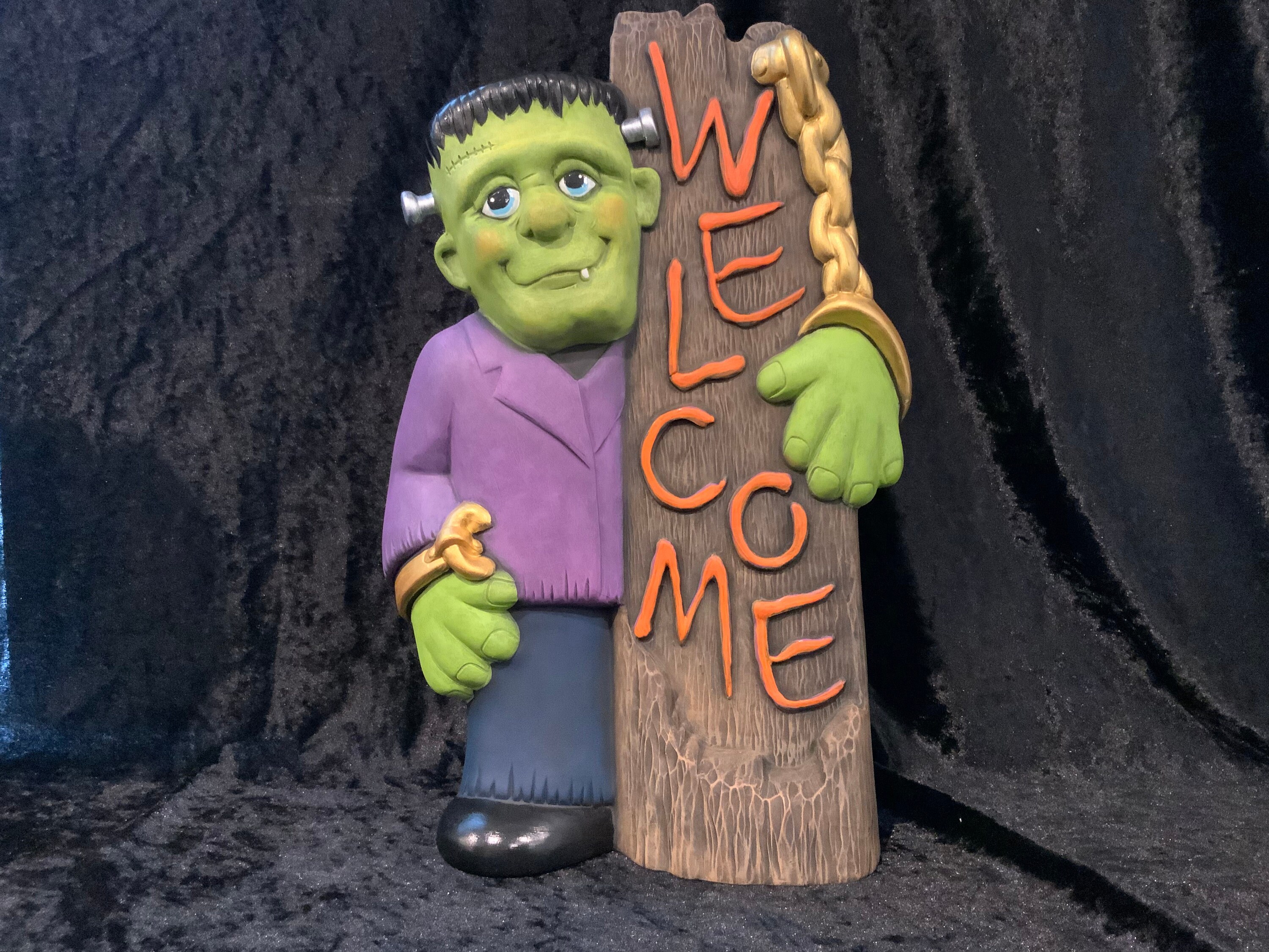Frankenstein With Welcome Sign Paintable Ceramic Bisque, Cute Halloween ...