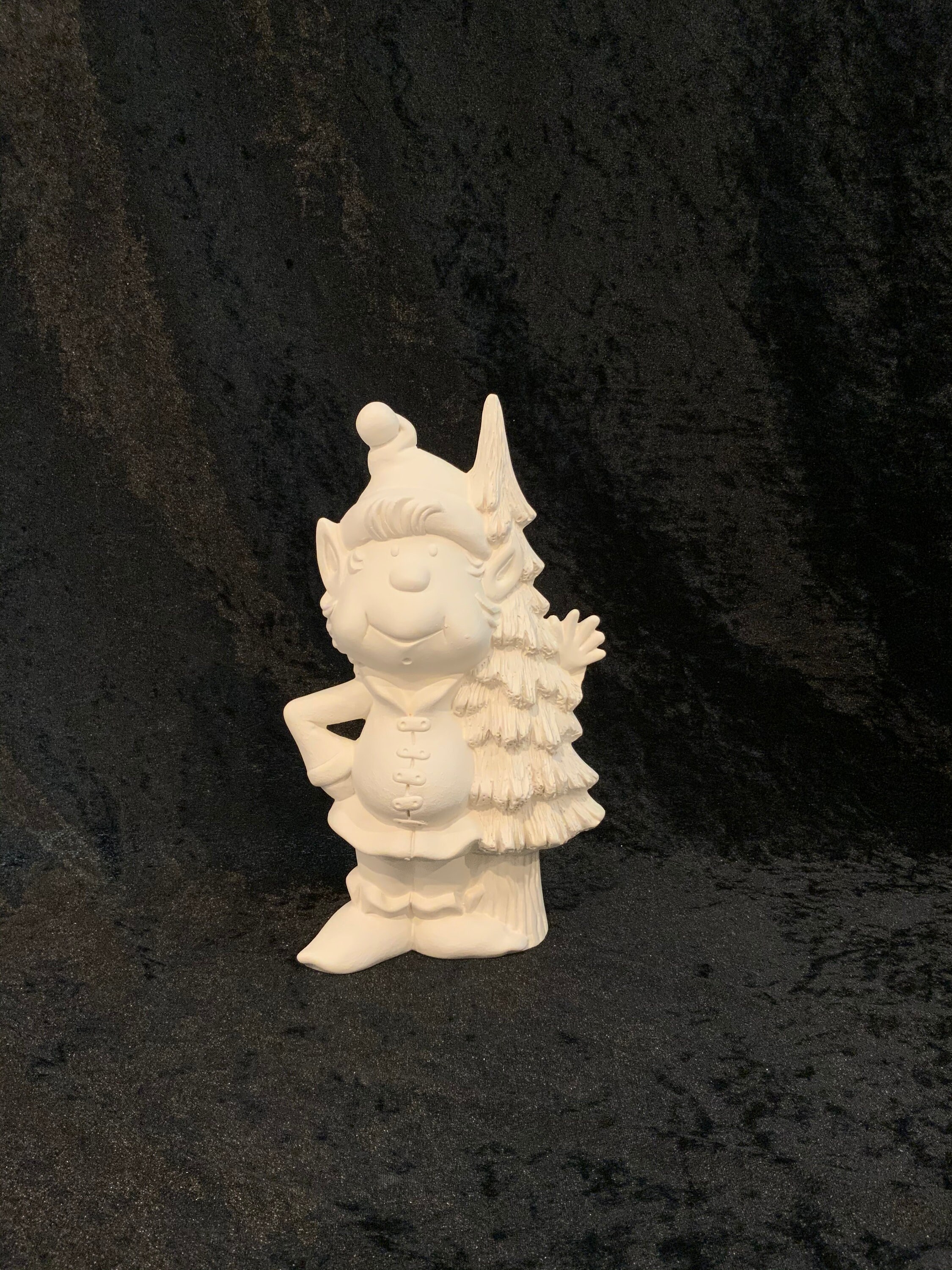 Ceramic Bisque Elves on a Tree Stump, Clay Magic Triple Wood Post With ...