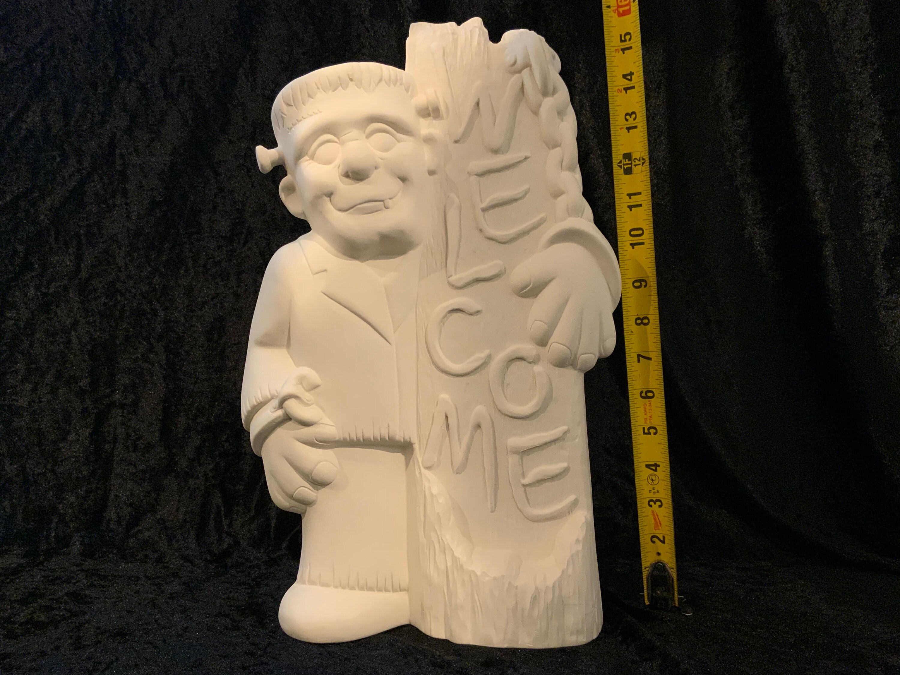 Frankenstein With Welcome Sign Paintable Ceramic Bisque, Cute Halloween ...