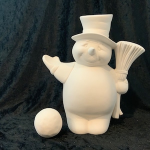 Ceramic Snowman With Snowball - Etsy