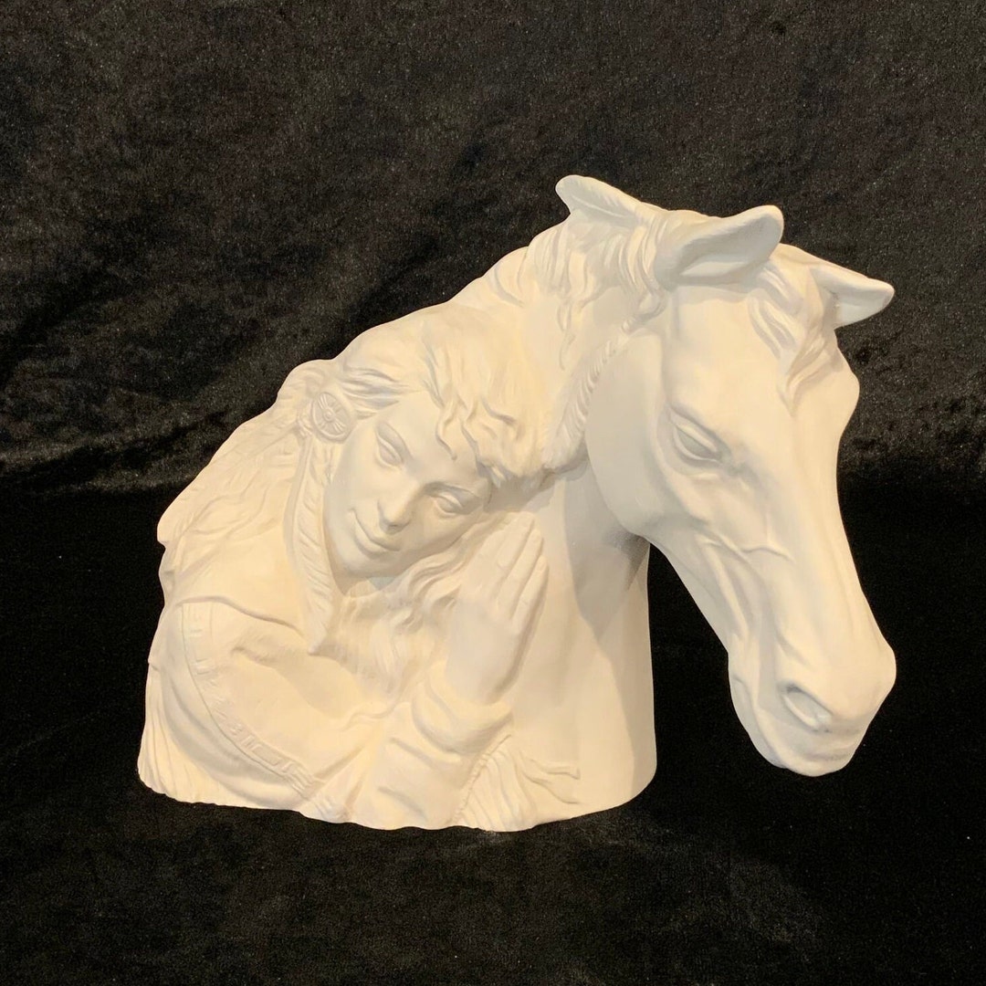 Ceramic Indian Woman With Horse, Ready to Paint, Fired Greenware ...