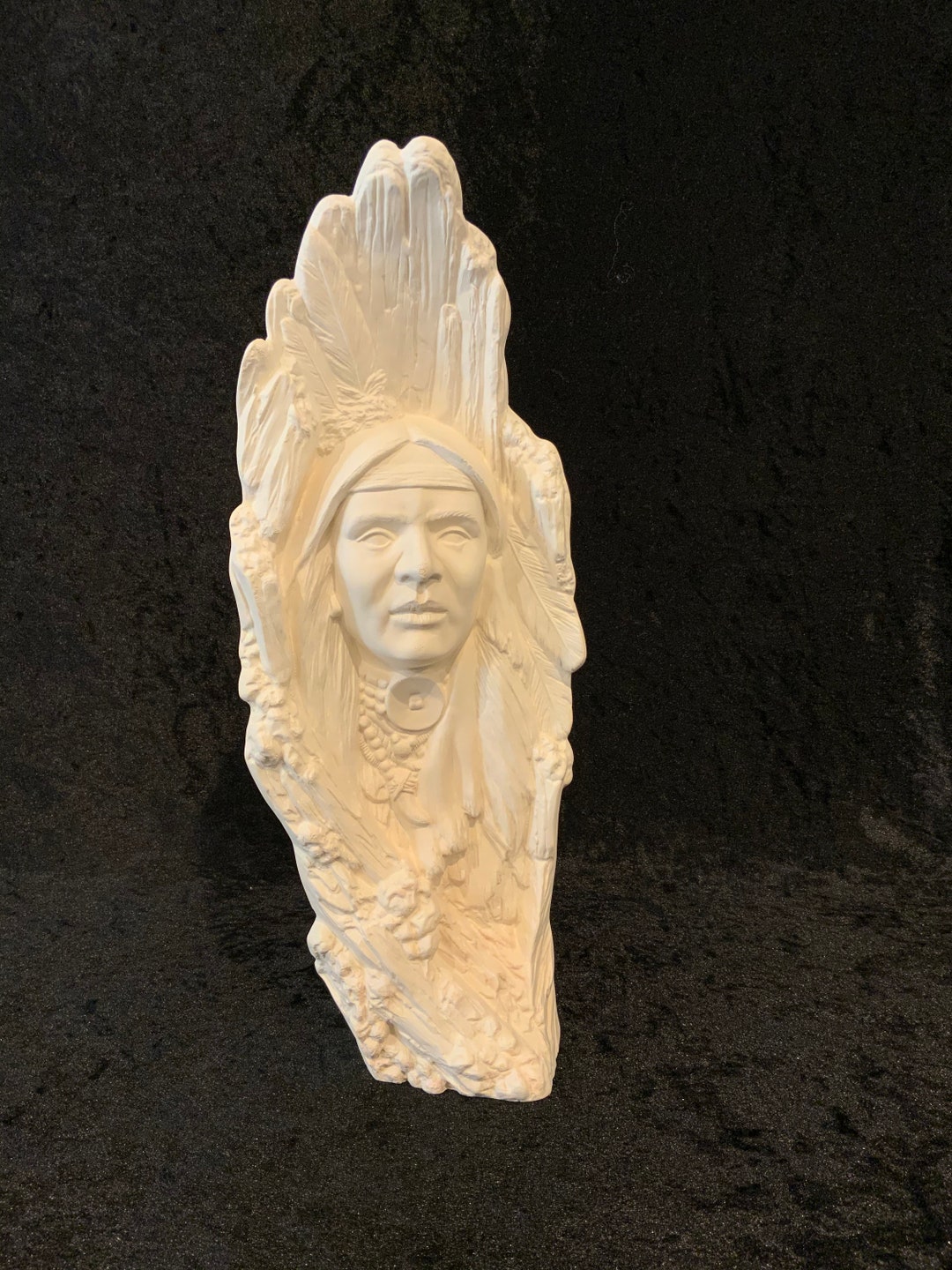 Ceramic Bisque Wood Carved Indian Brave, Kimple Mold, Paintable Ceramic ...