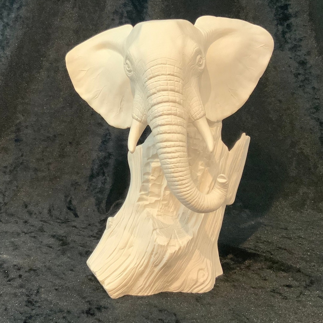 Ceramic Elephant Head Statue, Ceramic Bisque Elephant, African Ceramics ...