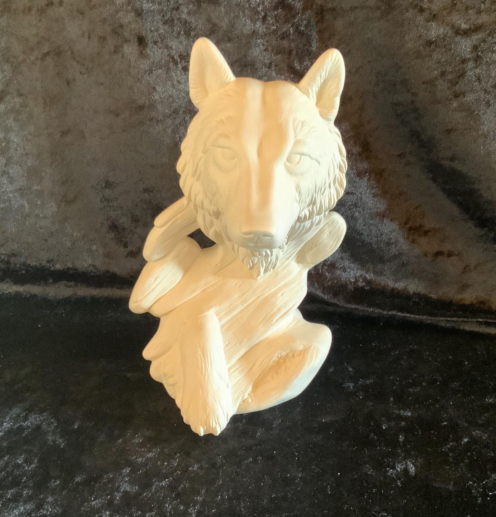 Wolf Head on Wood, Native American Ceramics, Ceramic Bisque, Kimple ...