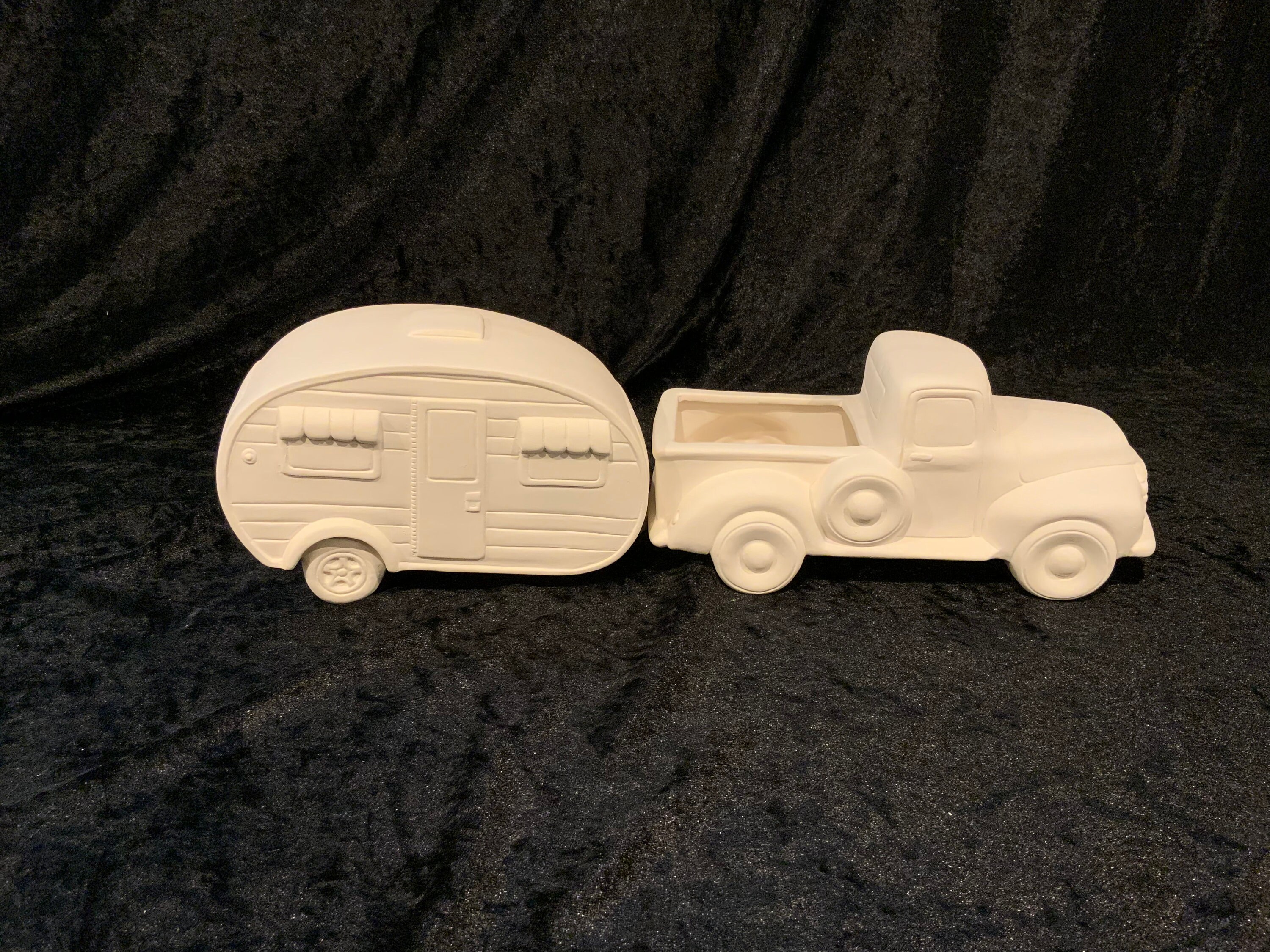 Ceramic Bisque Truck With Retro Camper, Clay Magic Pickup Truck, Clay ...