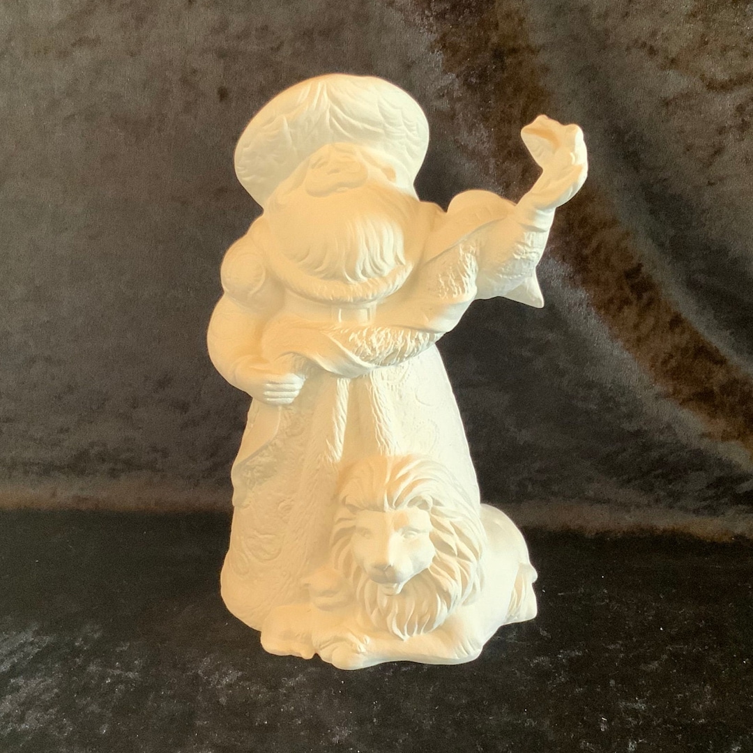 Santa With Lion Ceramic Bisque, Gare Mold, Ready to Paint, Christmas ...