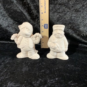 Mini Mummy and Frankenstein Ceramic Bisque Set, Halloween Ceramics ...