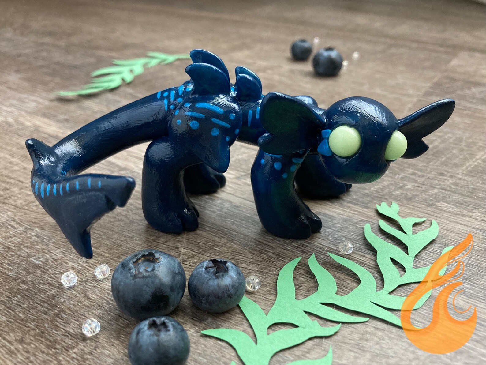 BLUEBERRY SHARK DRAGON, Sea Dragon Figurine, Polymer Clay Dragon ...