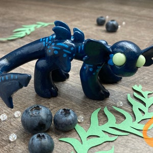BLUEBERRY SHARK DRAGON, Sea Dragon Figurine, Polymer Clay Dragon ...