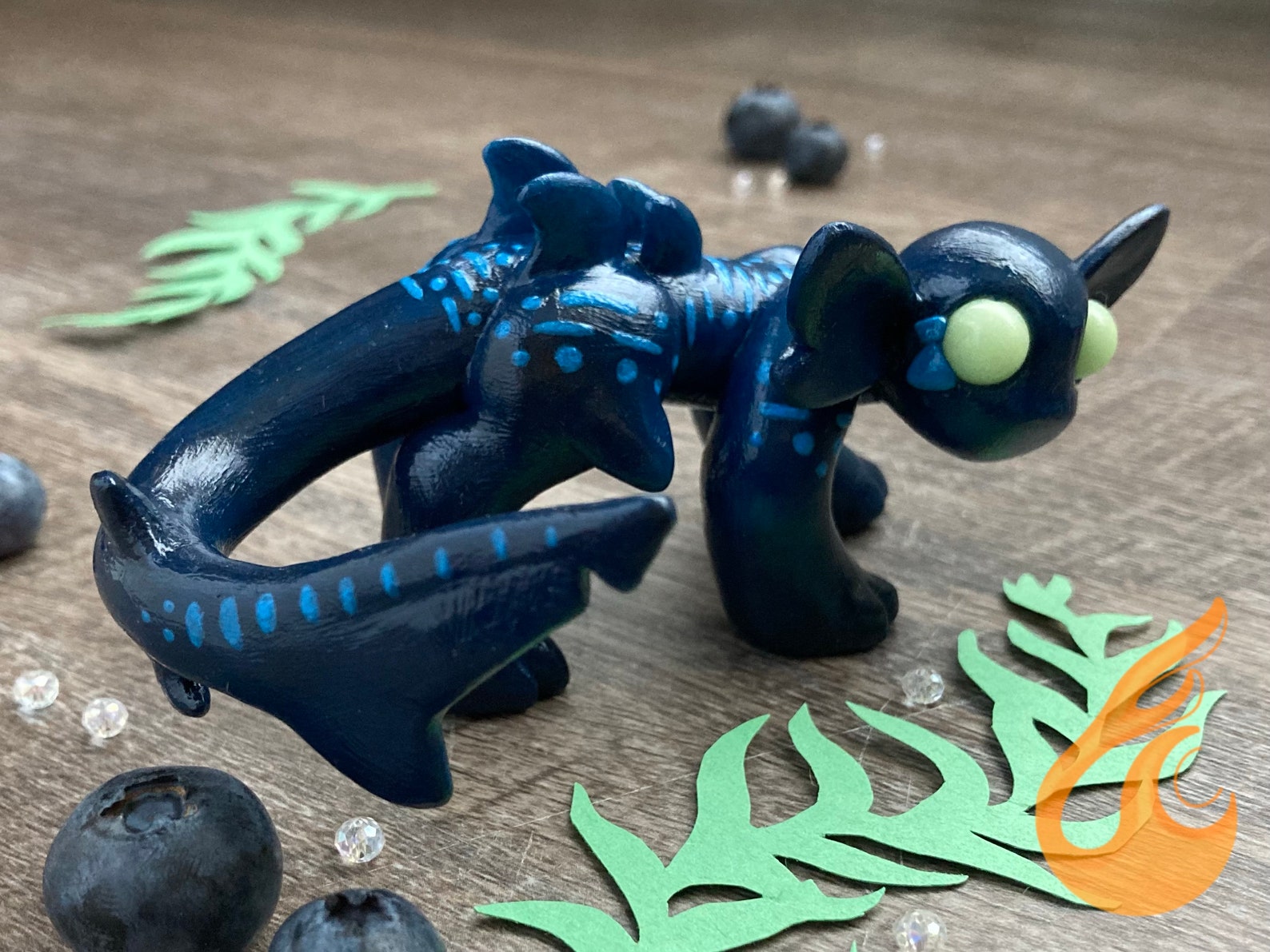 BLUEBERRY SHARK DRAGON, Sea Dragon Figurine, Polymer Clay Dragon ...