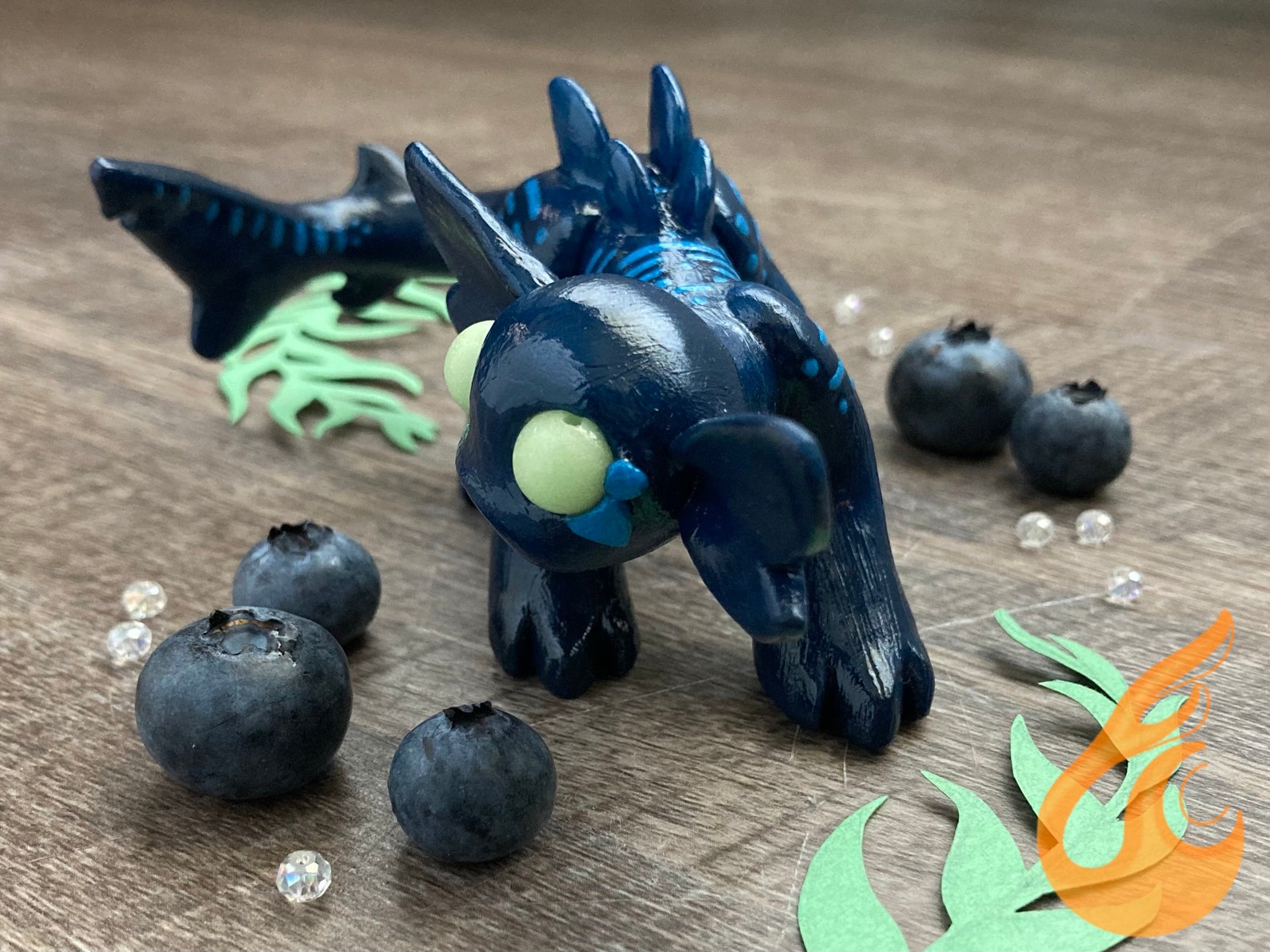 BLUEBERRY SHARK DRAGON, Sea Dragon Figurine, Polymer Clay Dragon ...