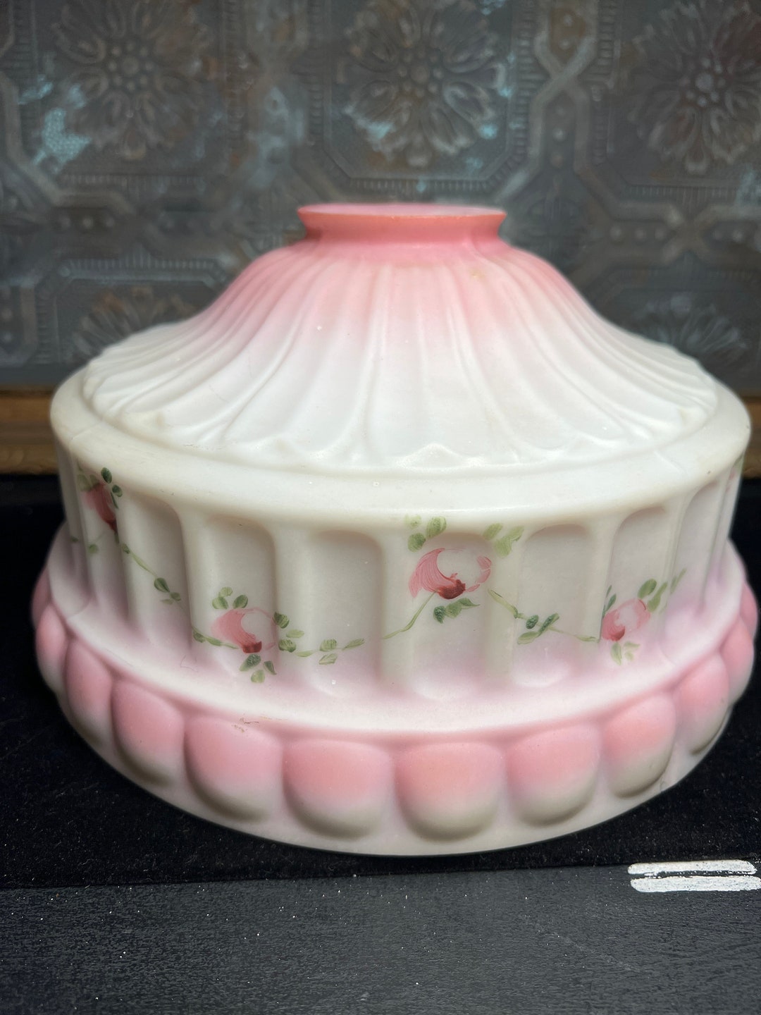 Art Deco Wedding Cake Style Hand Painted Floral Fluted Globe Ceiling ...