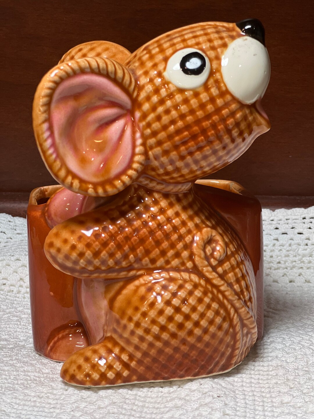 Lefton Quilted Mouse Planter - Etsy