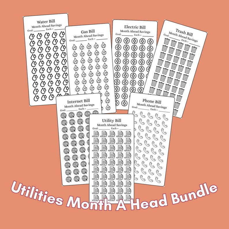 Utility Bill Tracker Bundle | Cash Envelope Inserts (PDF) - Etsy