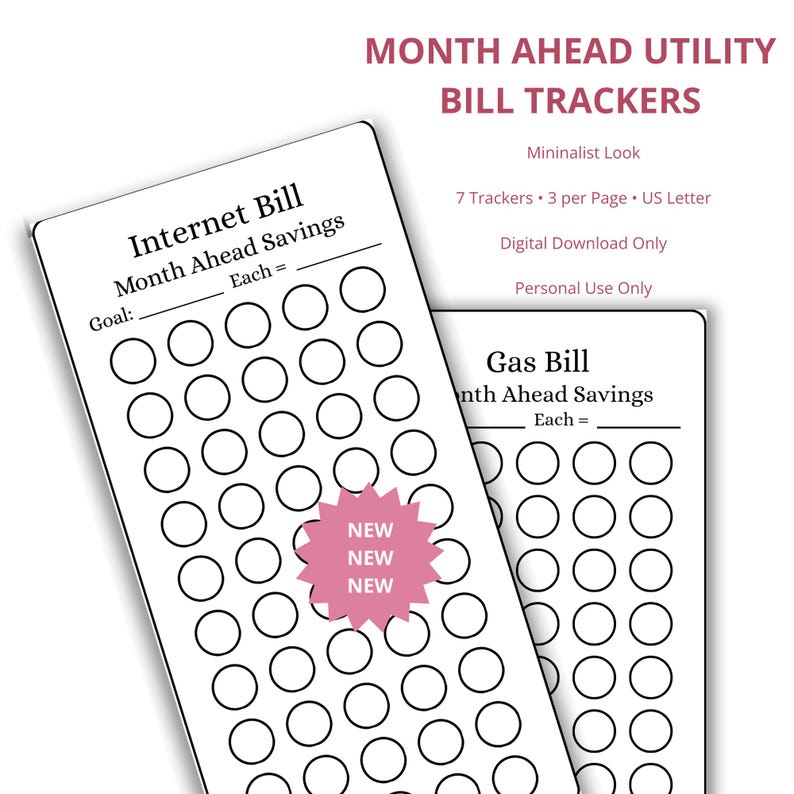 Minimalist Utility Bill Tracker Bundle | Cash Envelope Inserts (US ...