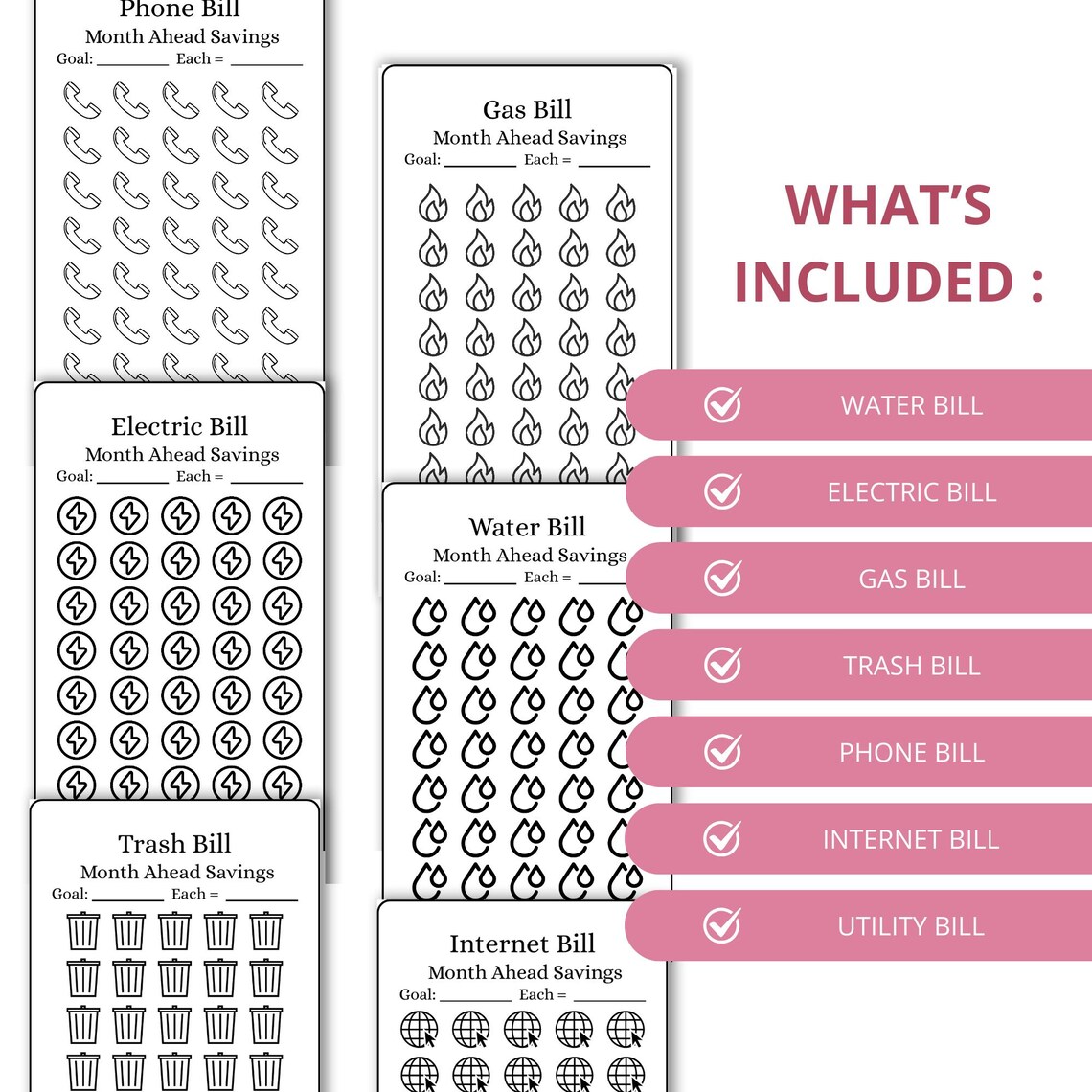 Utility Bill Tracker Bundle | Cash Envelope Inserts (PDF) - Etsy