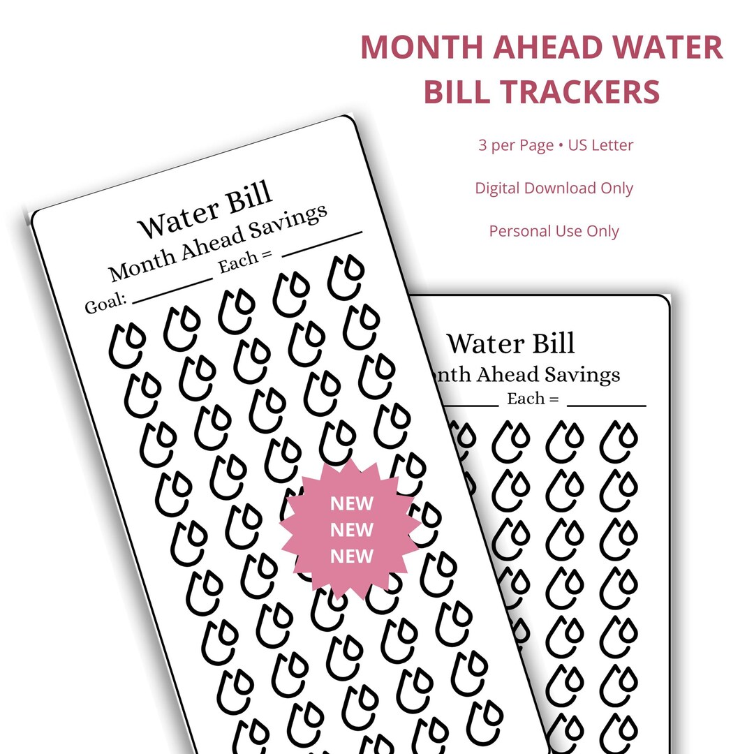 Water Bill Cash Envelope Insert | Printable Utility Tracker | Budget ...