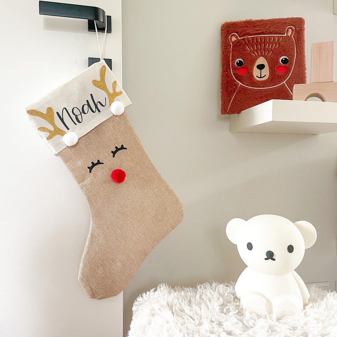 Santa Claus Stocking Reindeer With Name Personalized Santa Claus Sock ...
