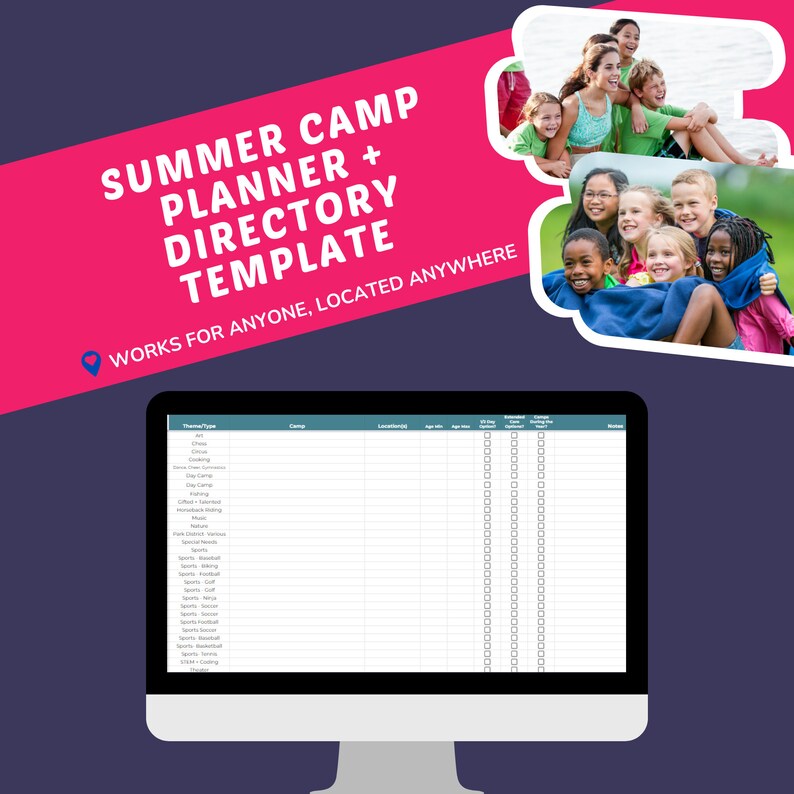 Summer Camp Directory Template (any City, USA) + Weekly Camp Planner ...