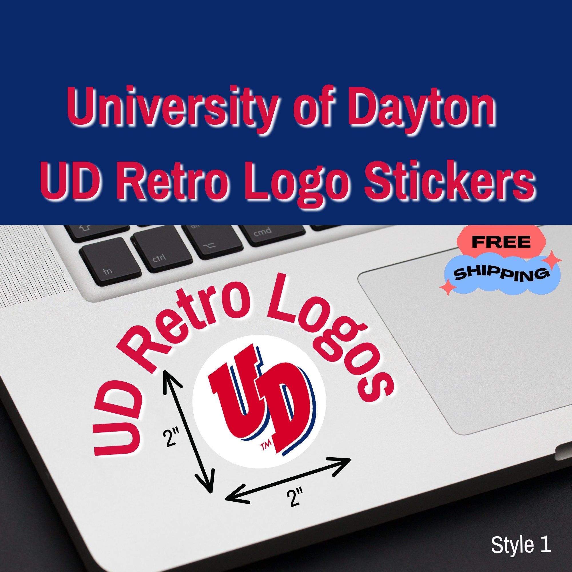 University of Dayton Original Retro UD Logo Sticker, Laptop Sticker ...
