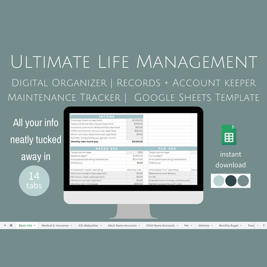 Ultimate Life Management Digital Organizer | Records + Account Keeper ...