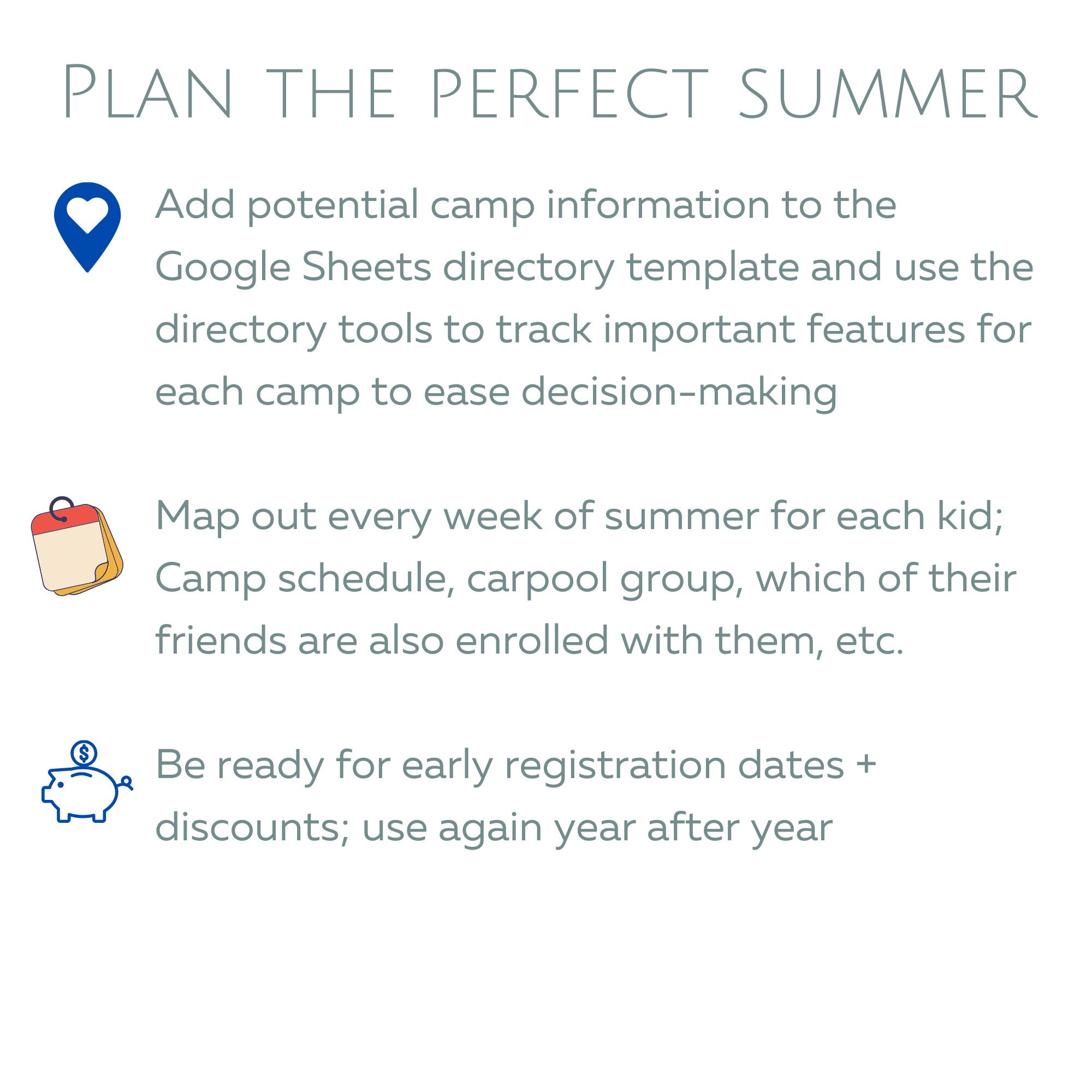 Summer Camp Directory Template (any City, USA) + Weekly Camp Planner ...