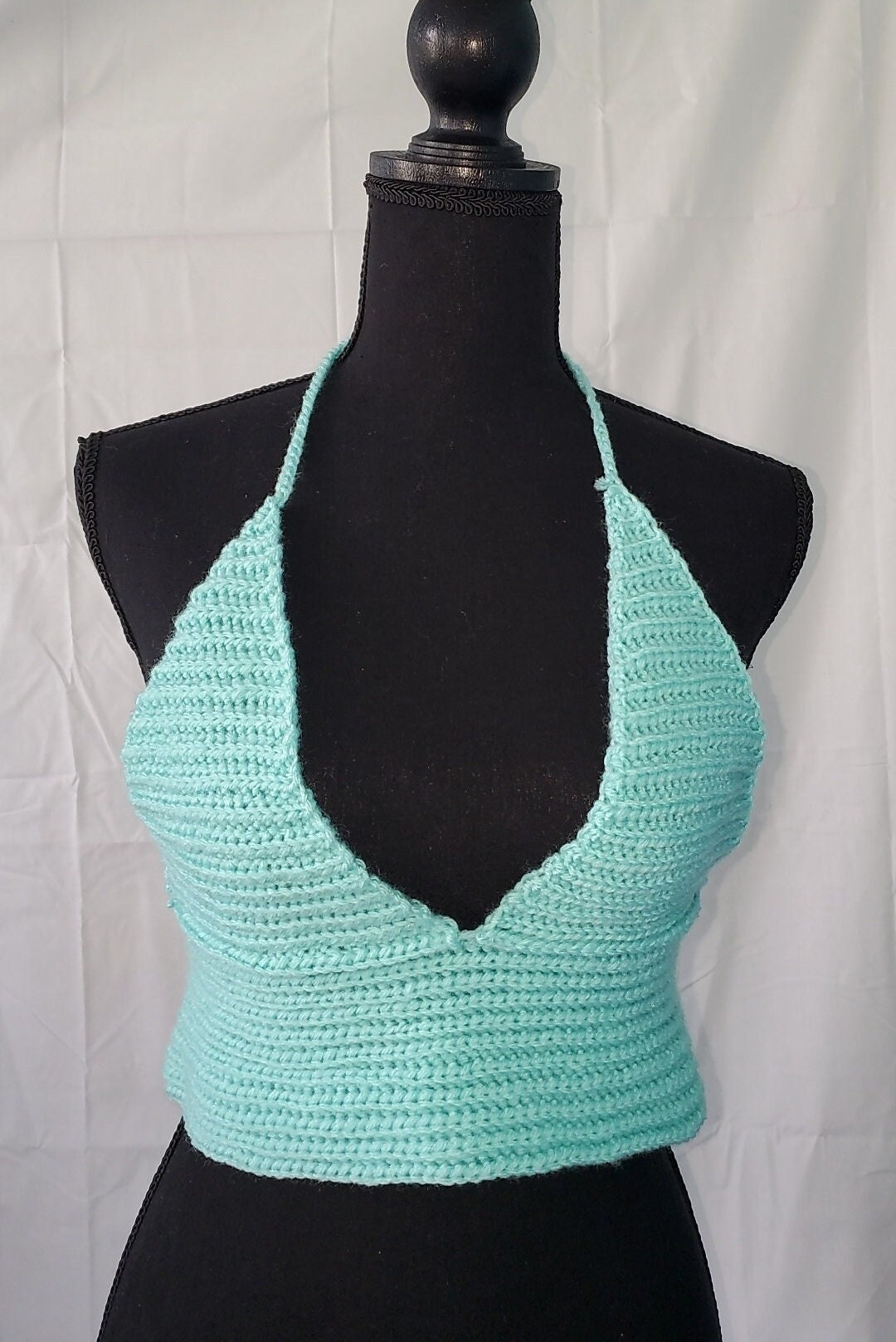 OG Baddie Minty Blue Aqua Crochet Halter Crop Top - Etsy