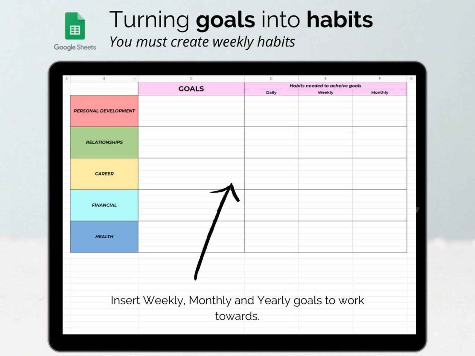2024 Habit Tracker Spreadsheet Pink GOOGLE SHEETS Habit Tracker ...