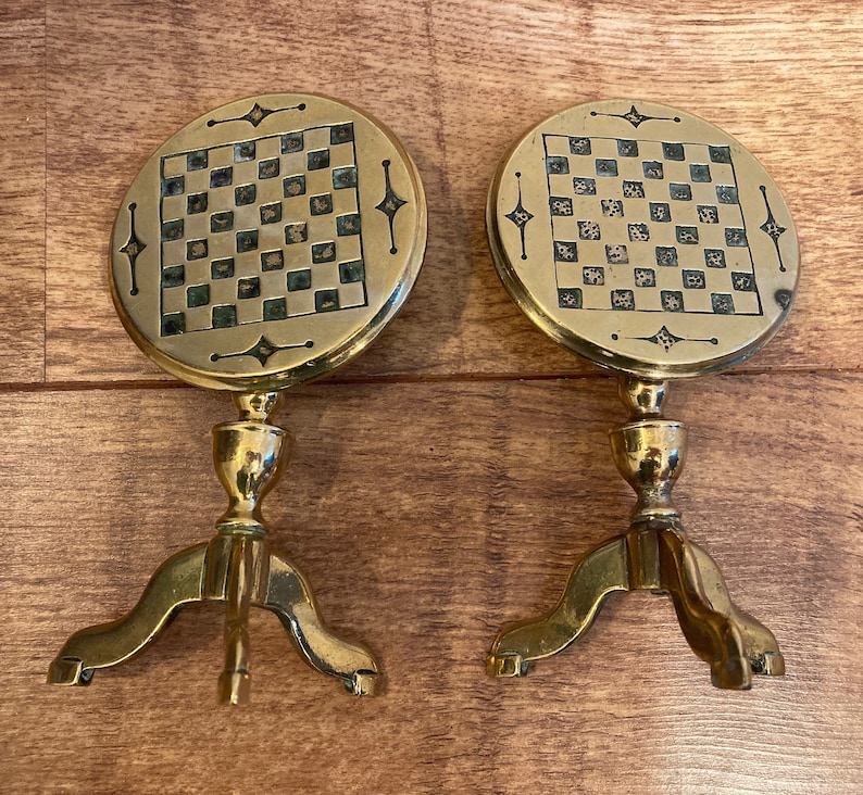 Antique Pair of Late Georgian/ Early Victorian Round Chess Themed Solid ...