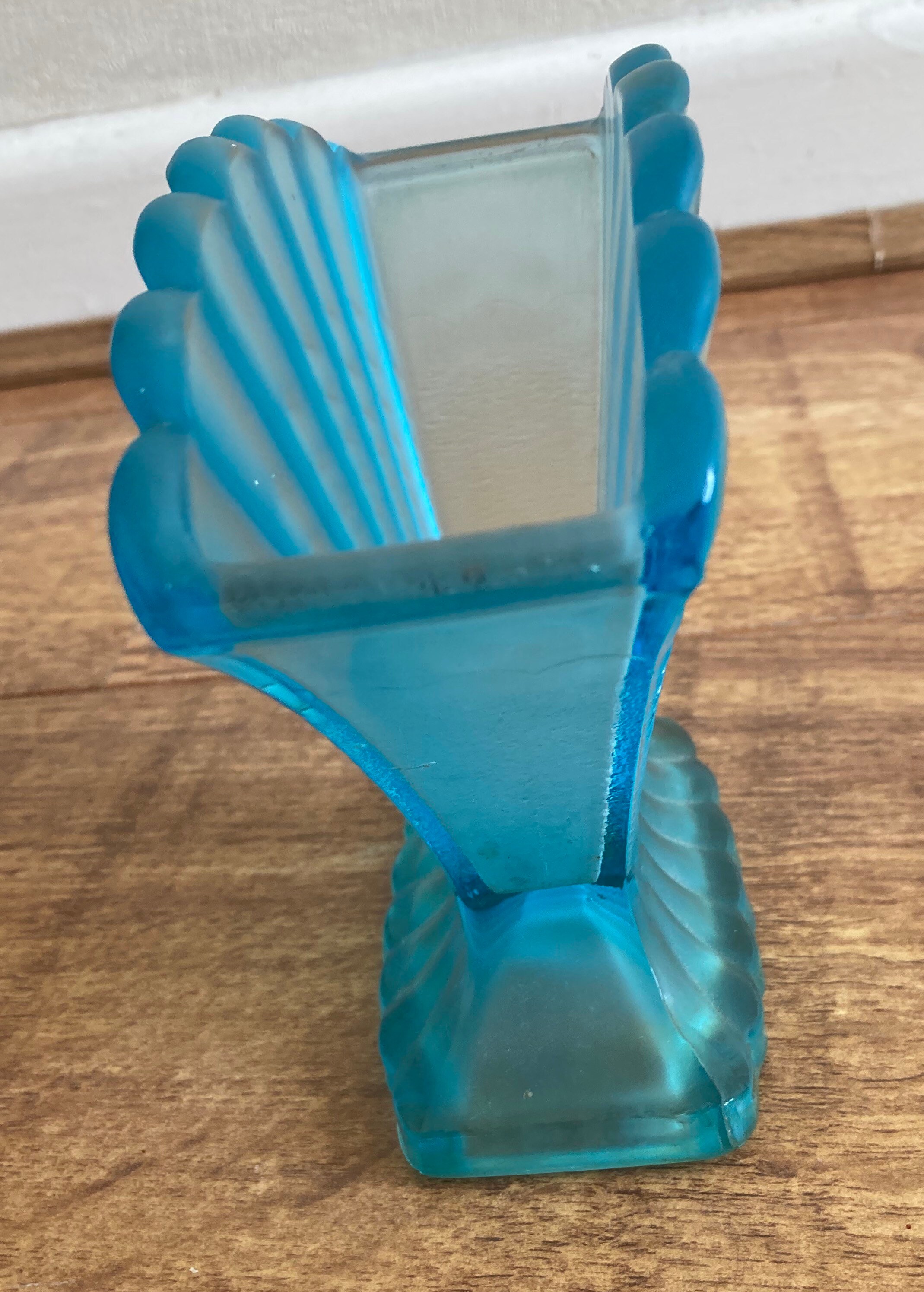 Vintage Art Deco Davidson Blue Frosted Glass Vase C.1930’s - Etsy