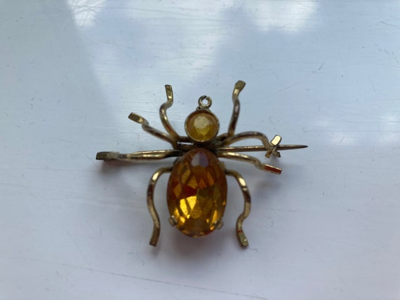 Vintage Art Deco Citrine Paste Stone Spider Pin Brooc… - Gem