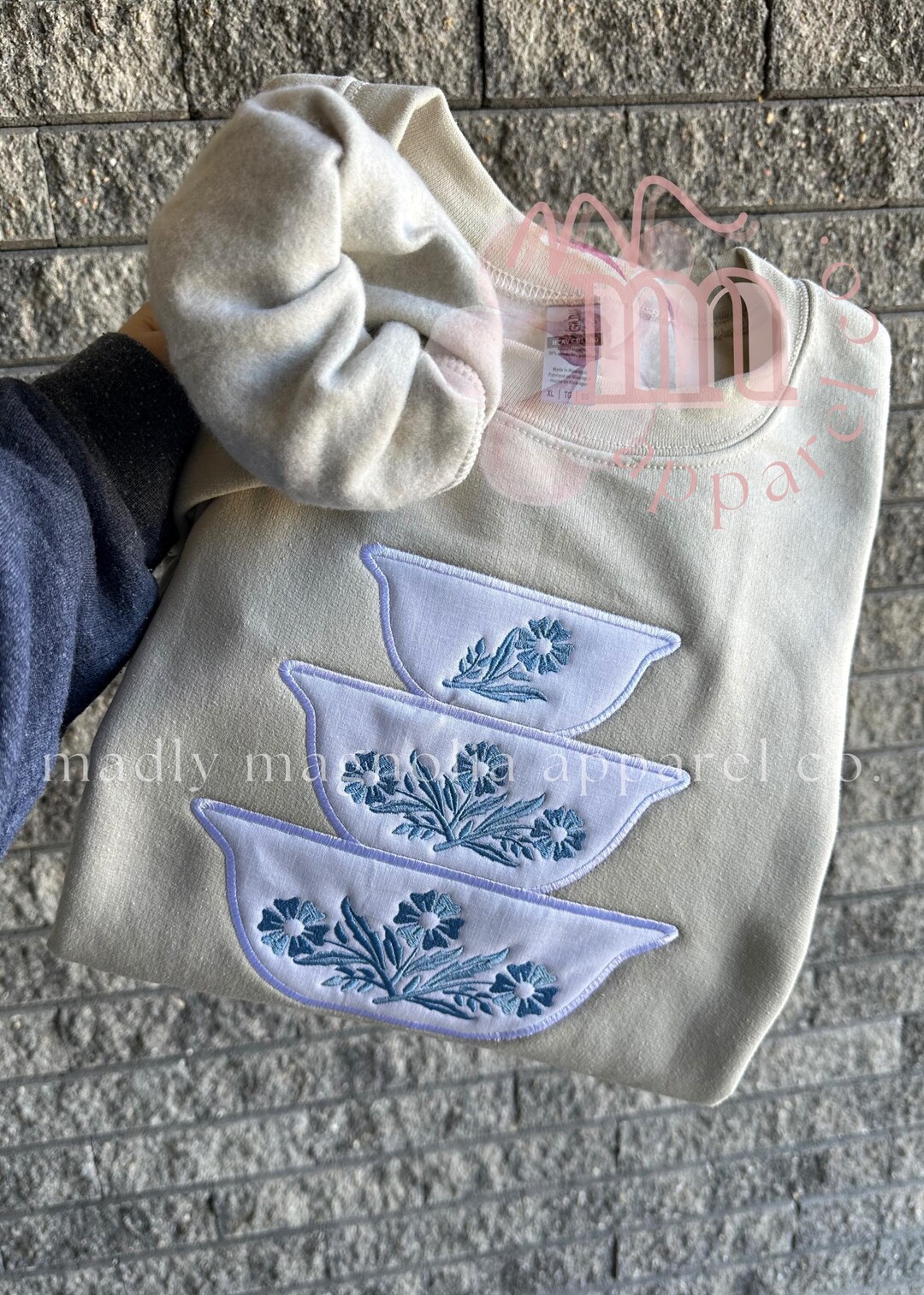 Embroidered Bowls Tshirt or Sweatshirt || Embroidered Applique Bowls ...