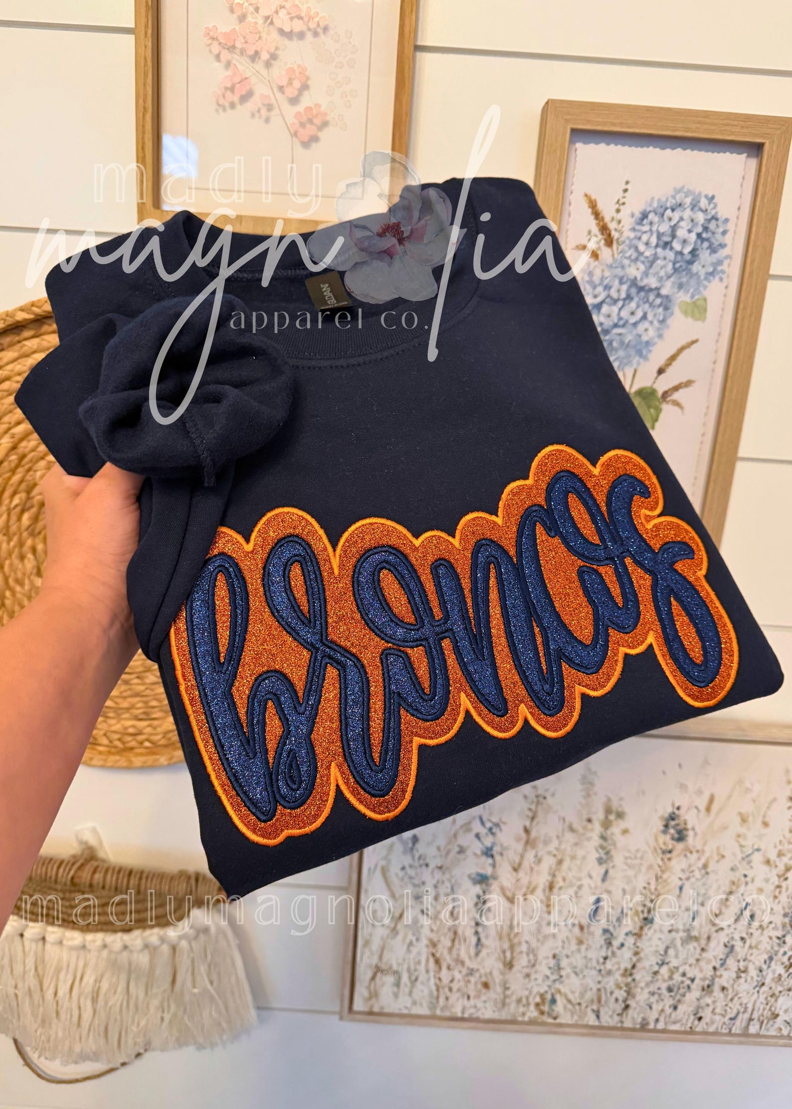 Custom Glitter Embroidered Team Sweatshirt || Sports Mom Sweatshirt ...