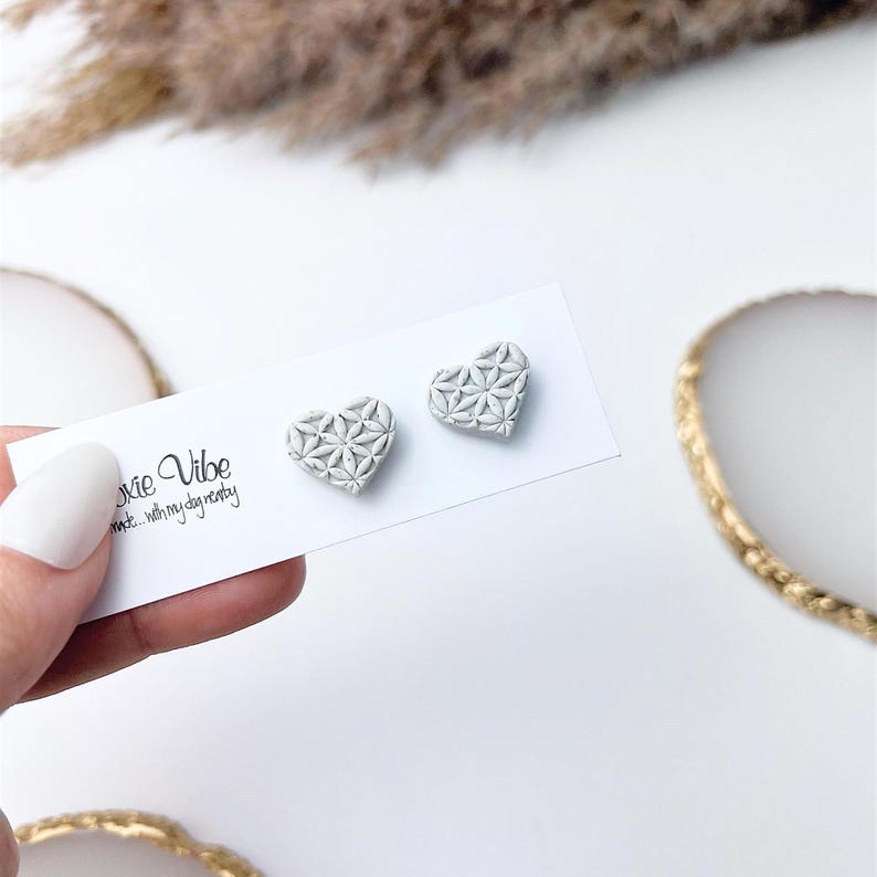 Minimalist Heart Clay Earrings, Giftable Collection Titanium Earring ...