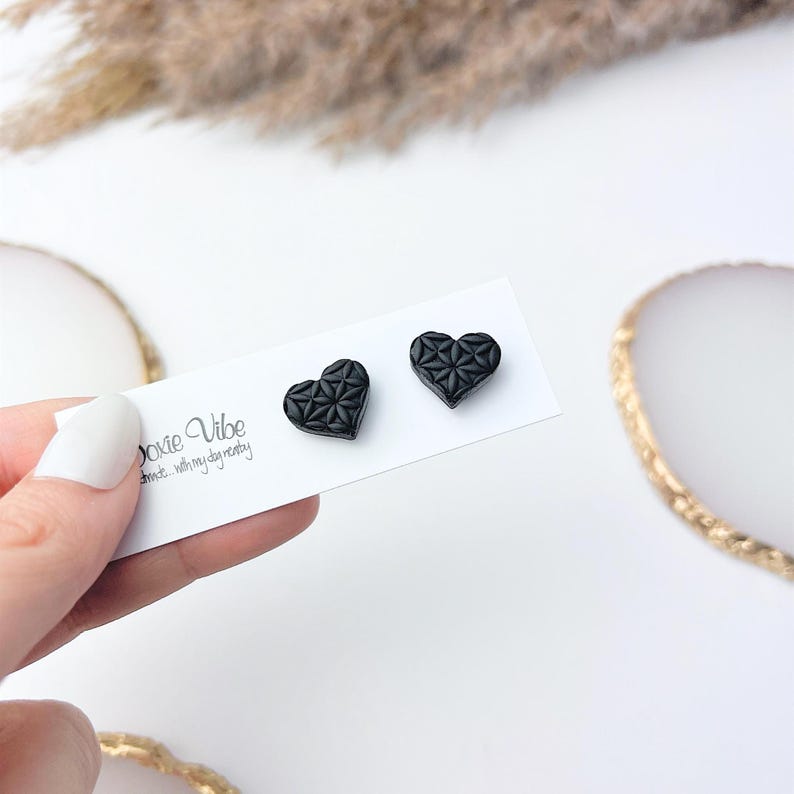 Minimalist Heart Clay Earrings, Giftable Collection Titanium Earring ...