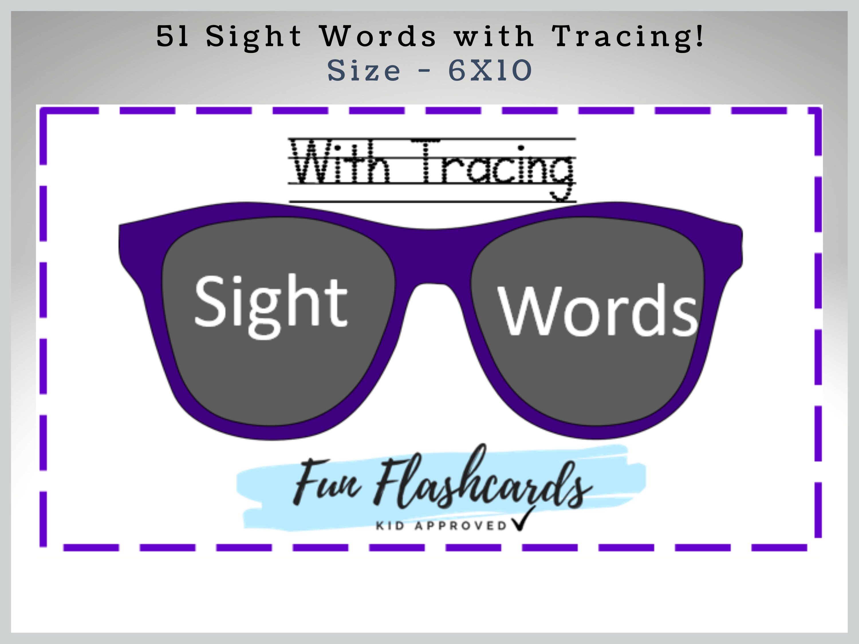 6x10 Sight Words Flashcards Digital Download Plus Bonus Tracing - Etsy