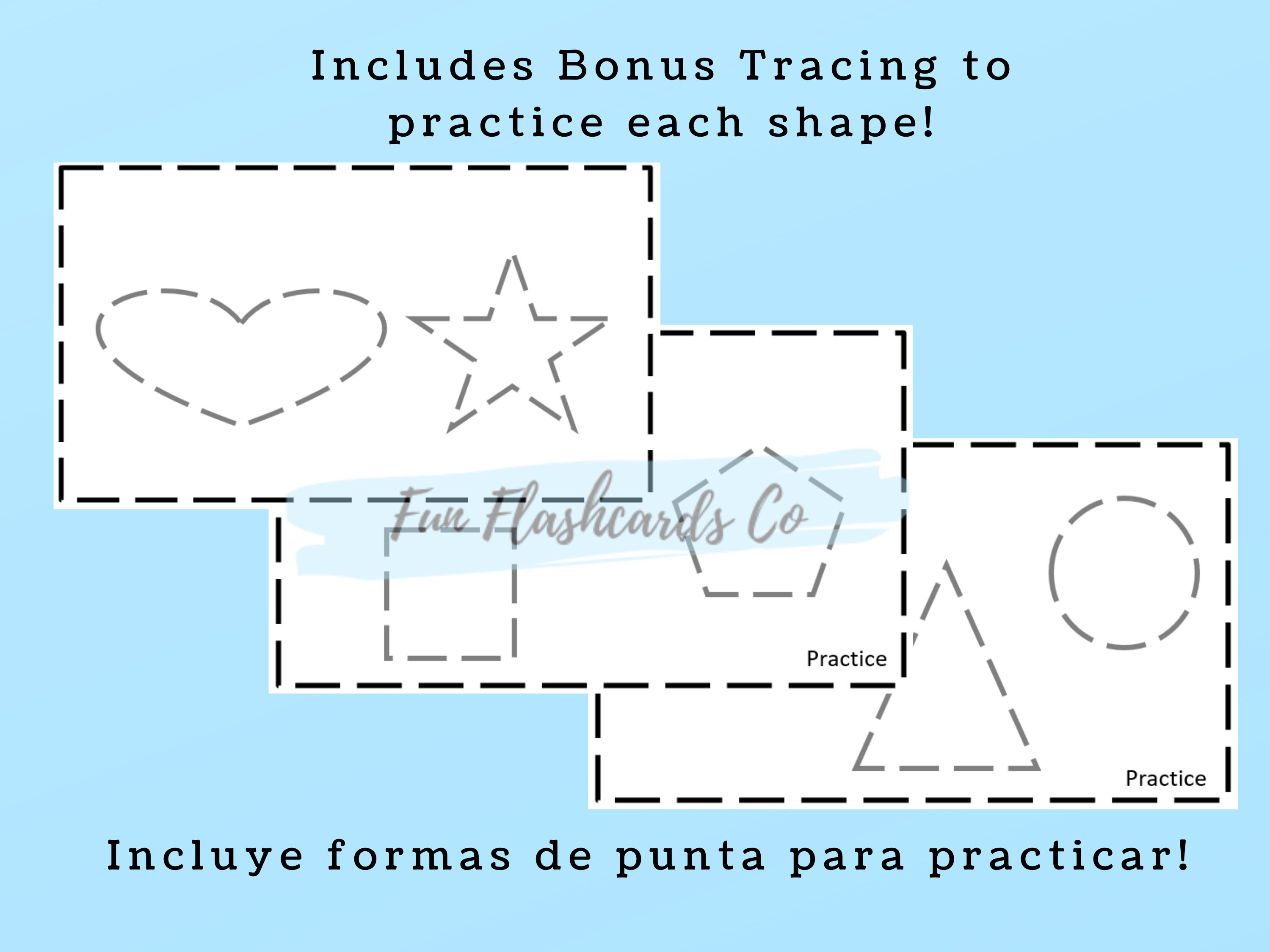 3x5 Bilingual Shapes Flashcards Digital Download Plus Bonus Tracing - Etsy