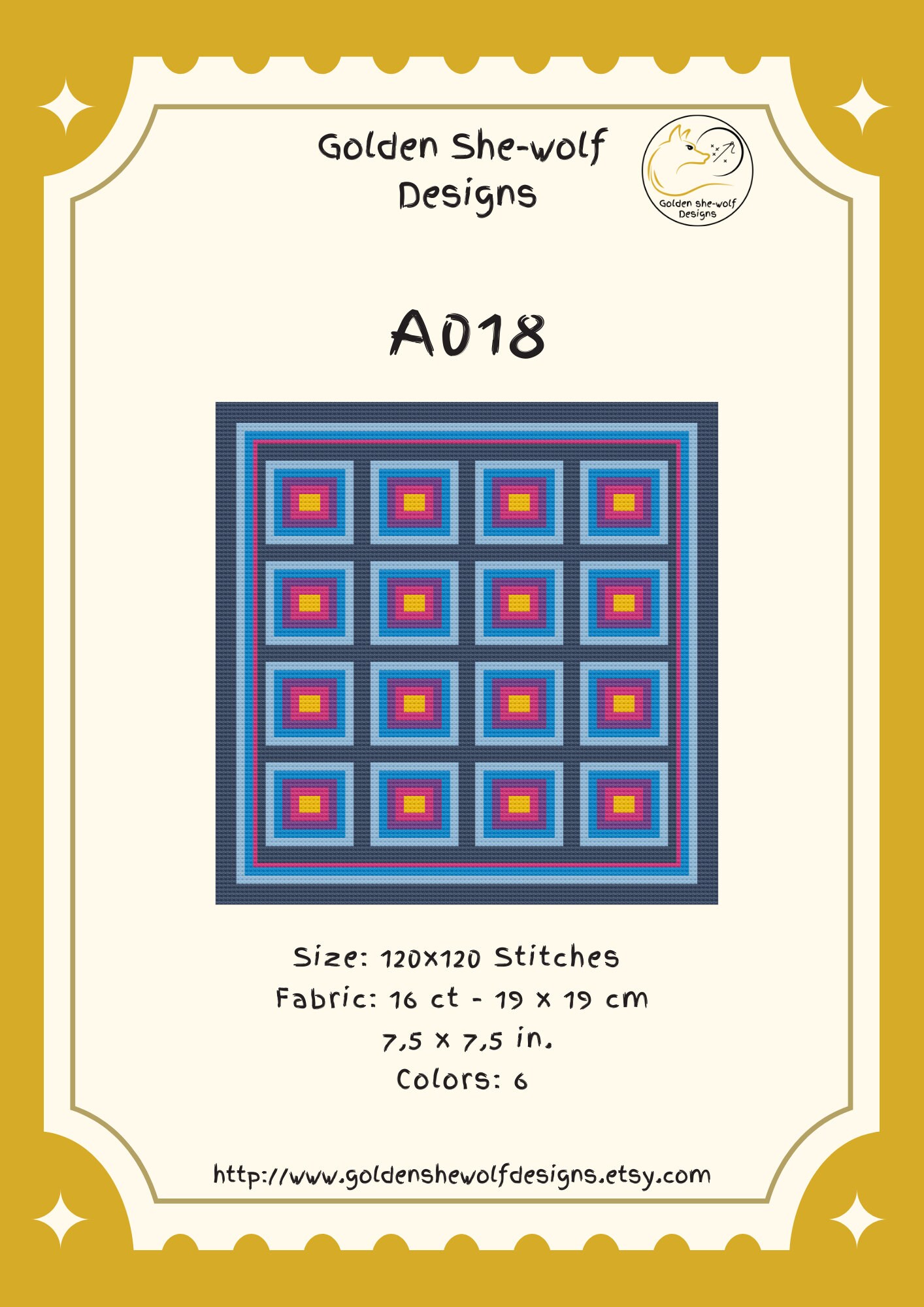 Sewing & Needlecraft abstract cross stitch chart colorful squares ...