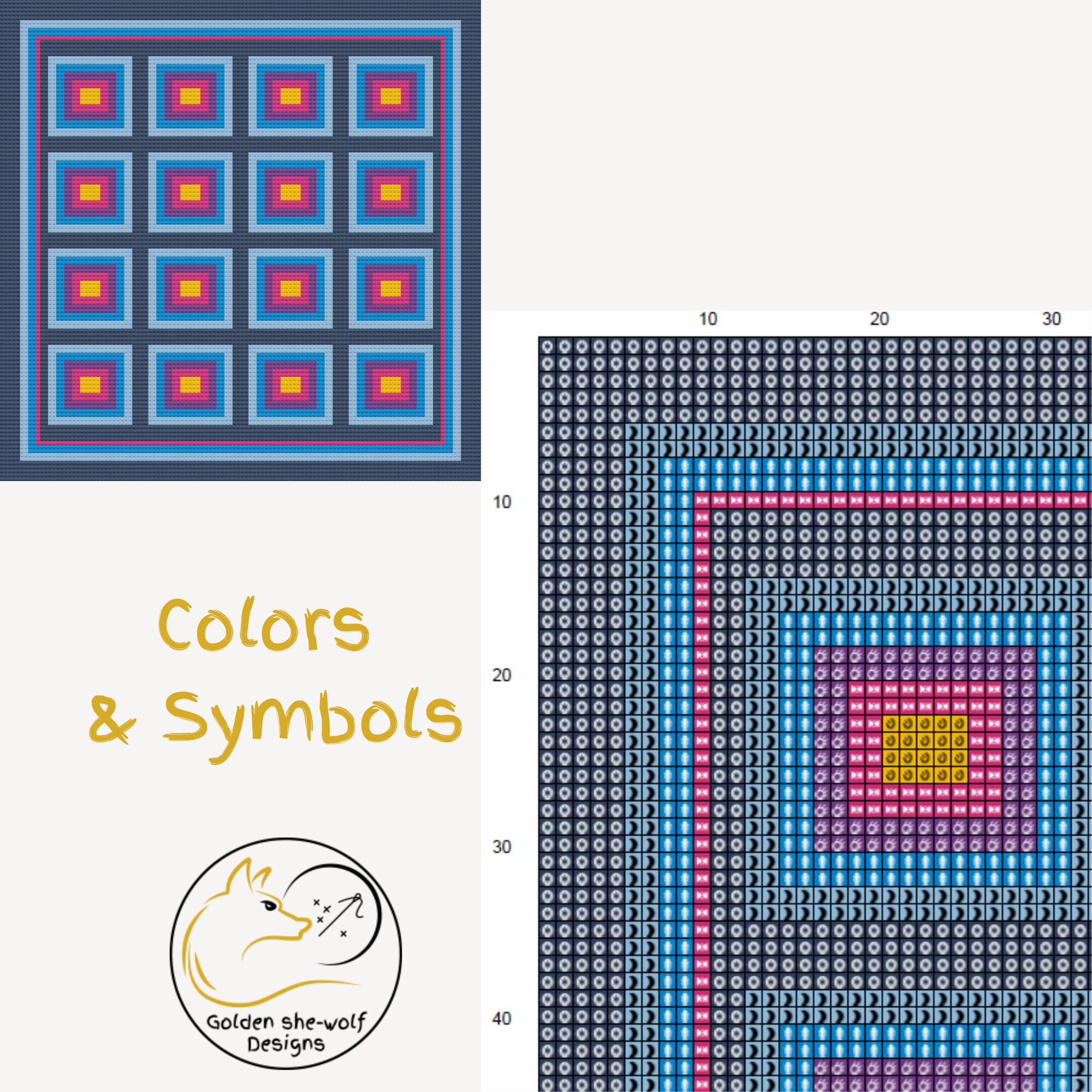 Sewing & Needlecraft abstract cross stitch chart colorful squares ...