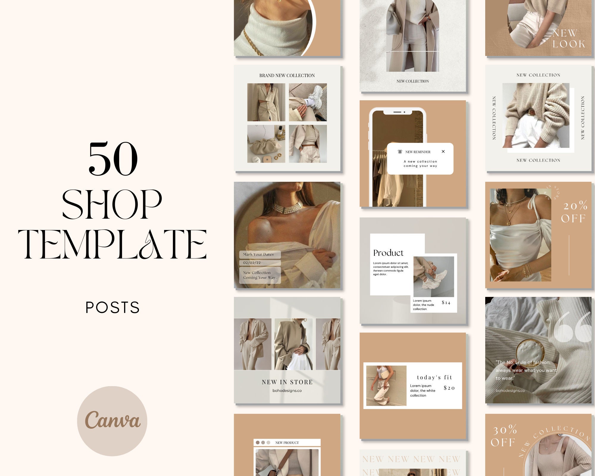 50 Clothing Business Instagram Posts, Online Shop Canva Templates, E ...